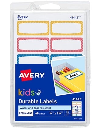 Amazon: Avery Durable Labels For Kids Gear, Assorted, Pack Of 60 $1.88 ...