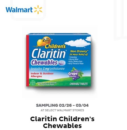 Freeosk: Free Claritin Chewables At Walmart | MyFreeProductSamples.com