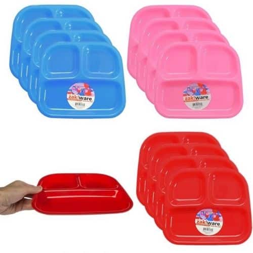 Kids 3-Section Divided Plastic Plates 4pk ONLY $3 ...