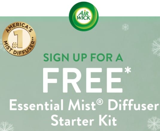 Free AIR WICK Essential Mist Diffuser Starter Kit Sample
