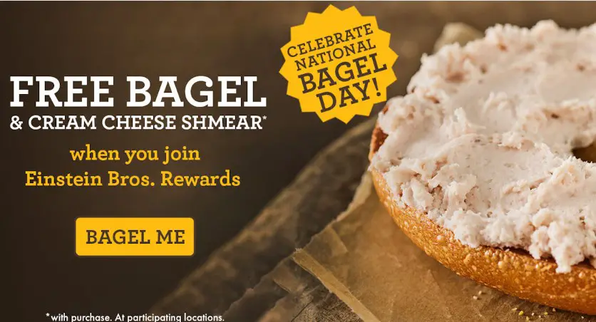 Free Bagel & Cream Cheese Schmear At Einstein Bros. Bagels!
