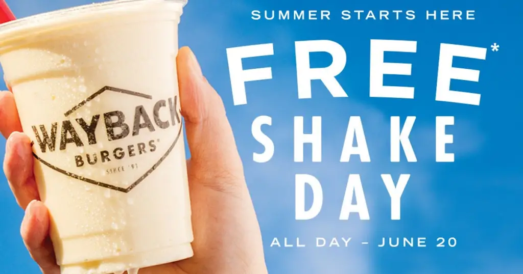 FREE Vanilla Shake At Wayback Burgers - Today.